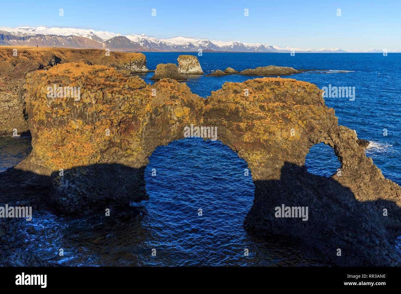 Gatklettur natural stone arch, Snaefellsnes Peninsula, Western Iceland ...