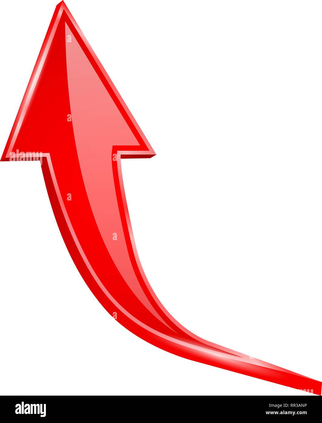 Red UP arrow. Shiny bent web sign Stock Vector Image & Art - Alamy
