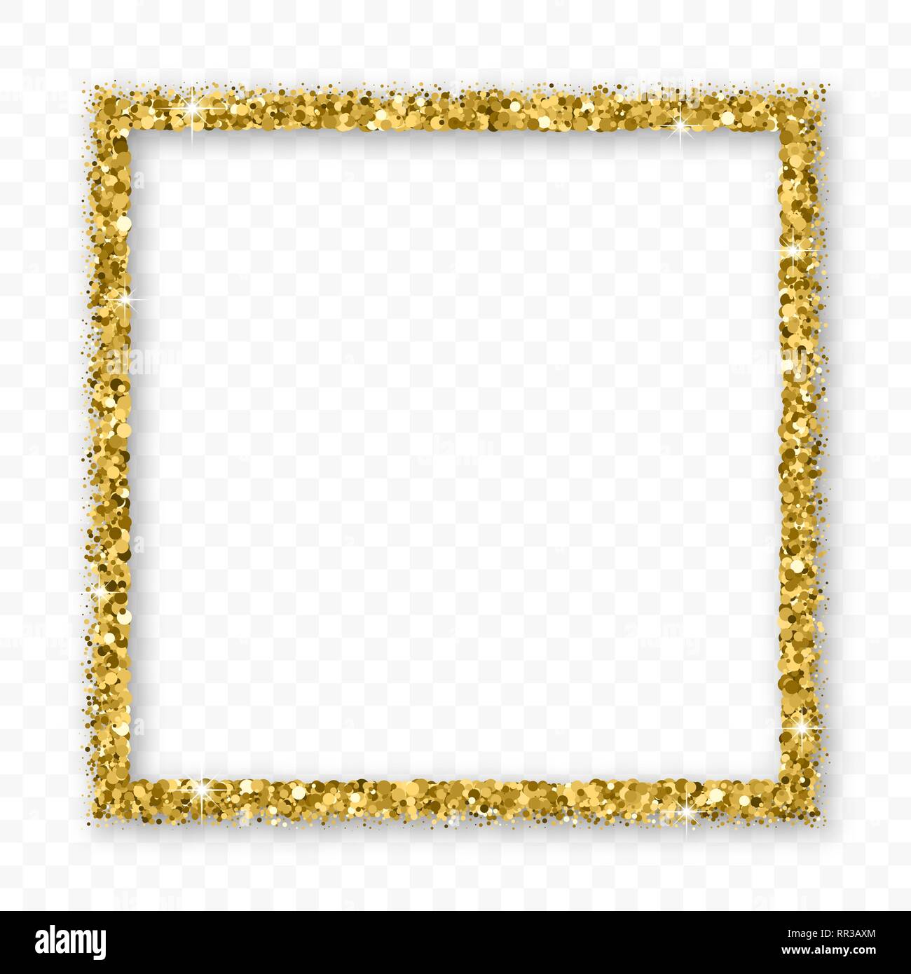 Gold Glitter Frame With Bland Shadows Isolated On Transparent Background. Abstract Shiny Texture ...