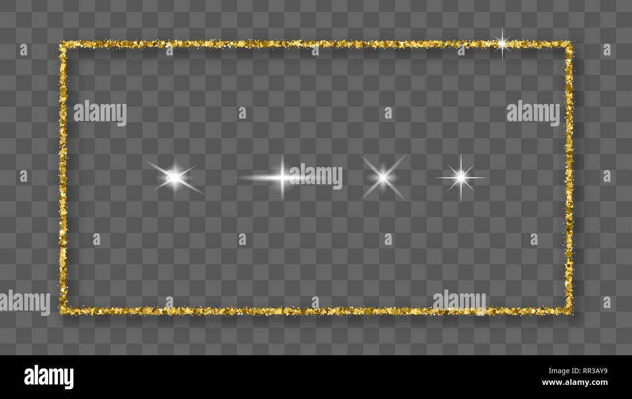 Gold Glitter Frame With Bland Shadows Isolated On Transparent Background. Abstract Shiny Texture ...