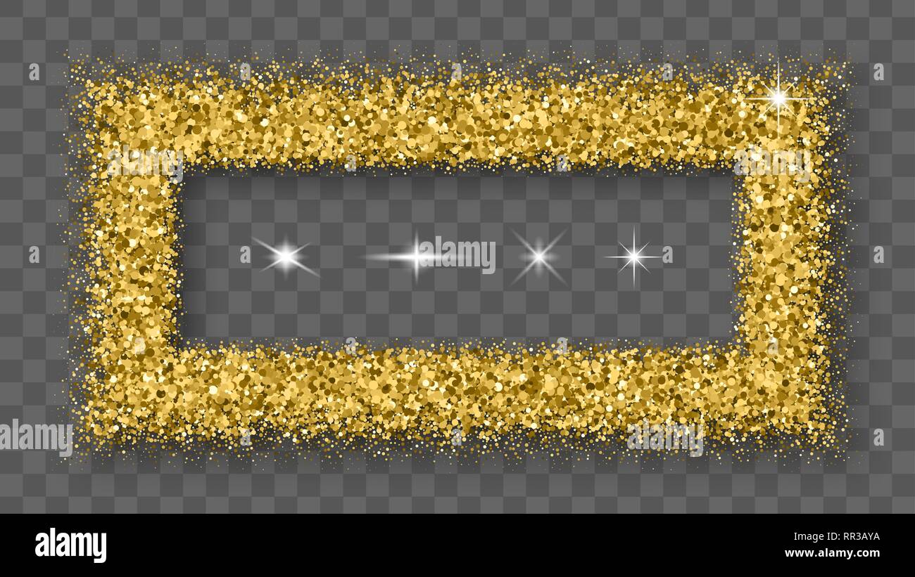 Gold Glitter Frame With Bland Shadows Isolated On Transparent Background. Abstract Shiny Texture ...