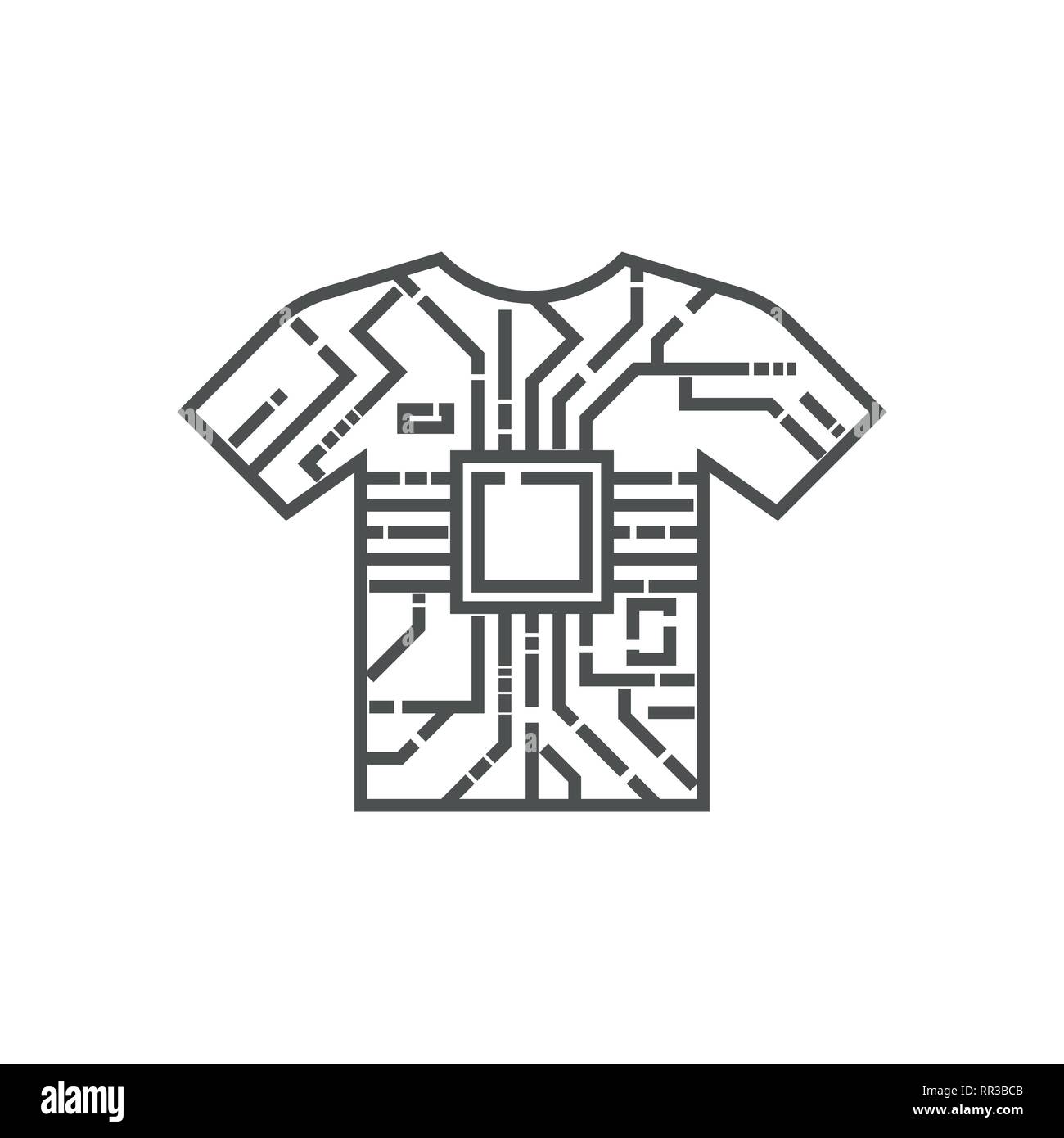 Image of clothes with an integrated circuit chip. Iot concept Vector ...