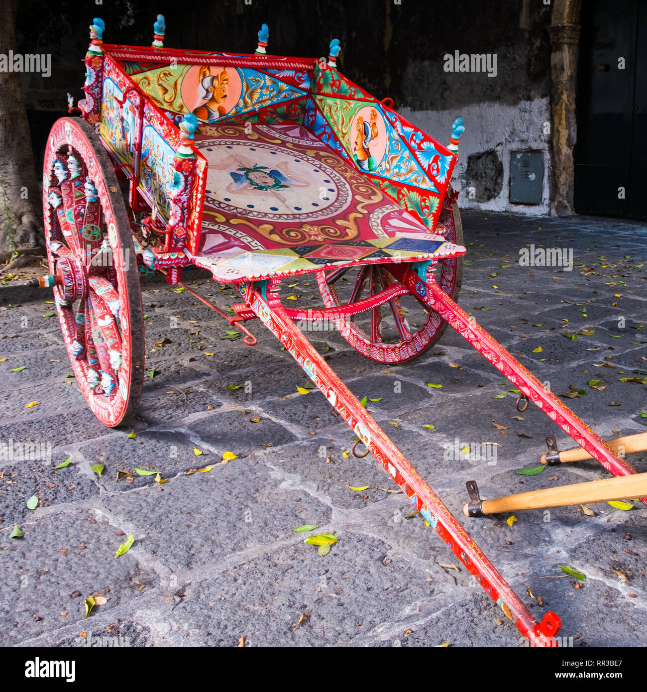 In Acireale, Sicily, a typical paint cart named "carretto siciliano ...