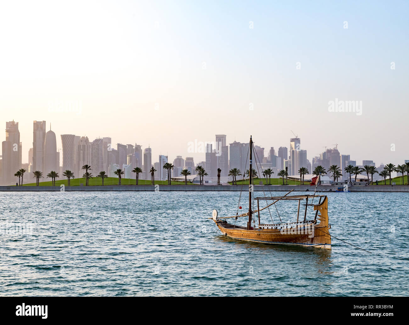 A boat seen on Doha bay in Doha, Qatar Stock Photo - Alamy