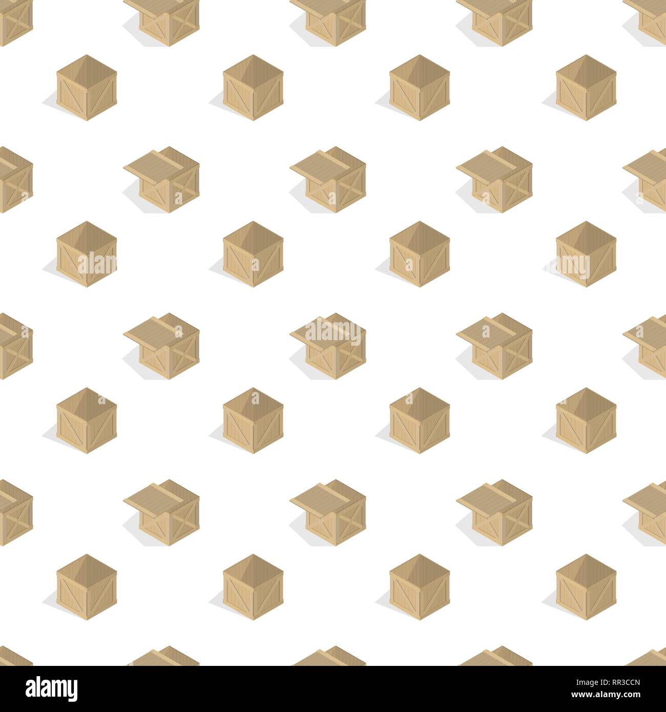 Seamless background from a set of 3D wooden boxes, vector illustration ...