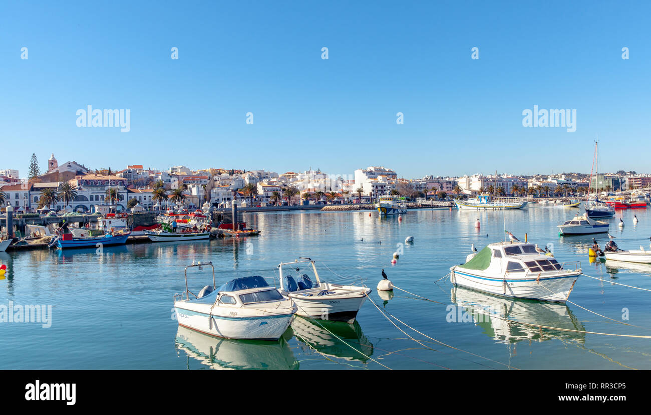 Lagos city skyline view from Harbor Portugal Algarve Stock Photo - Alamy