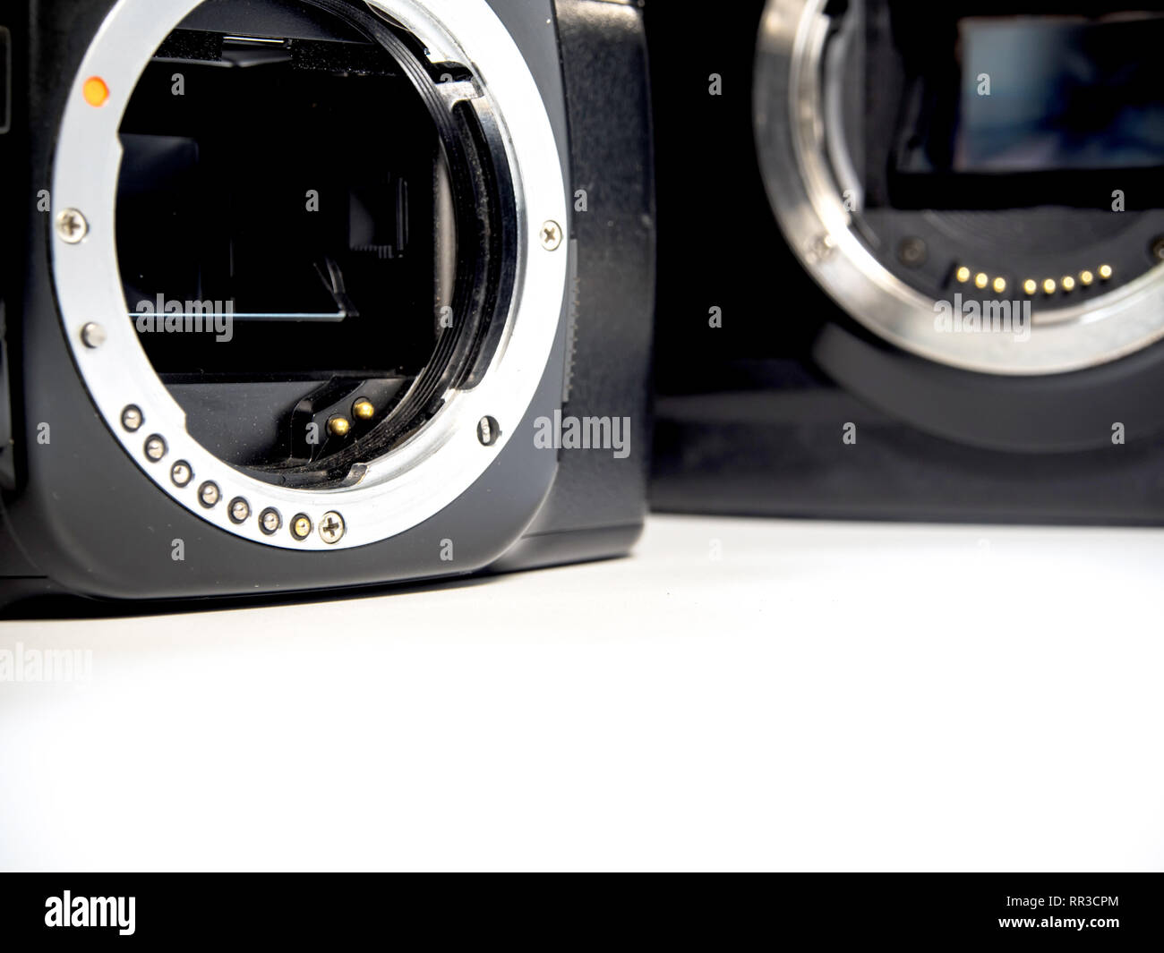 Front view of SLR camera body metal bayonet lens mount PK and CA ...