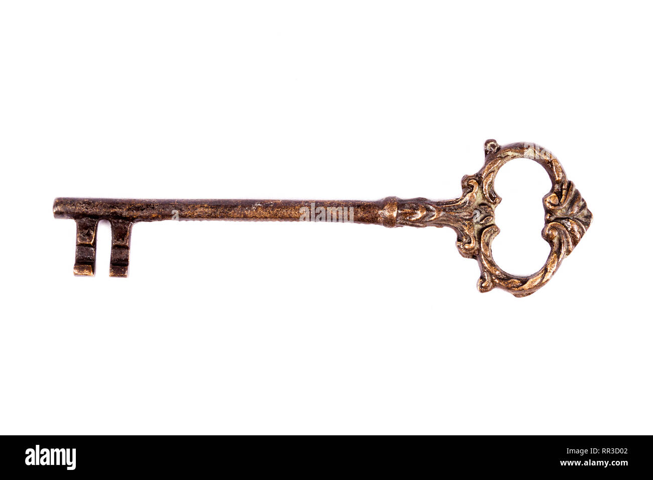 Antique key isolated on white background - photograph Stock Photo - Alamy