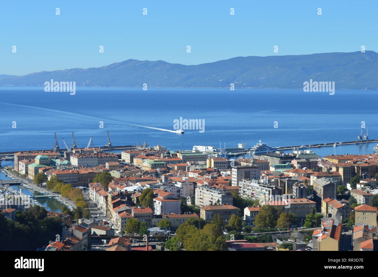 Panoramic view photo of Rijeka Fiume harbour in Croatia summertime ...