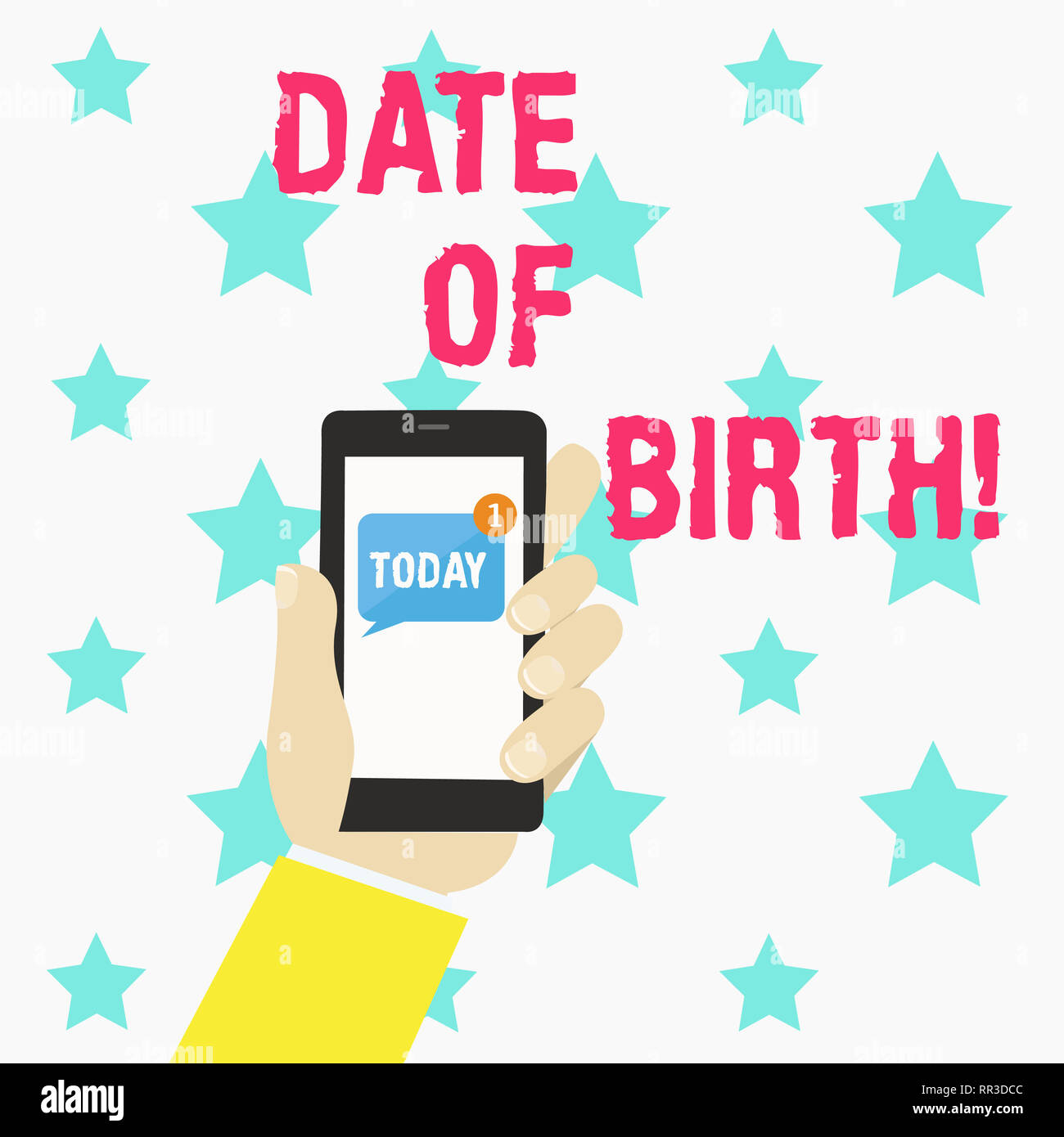 Conceptual hand writing showing Date Of Birth. Business photo text Day ...