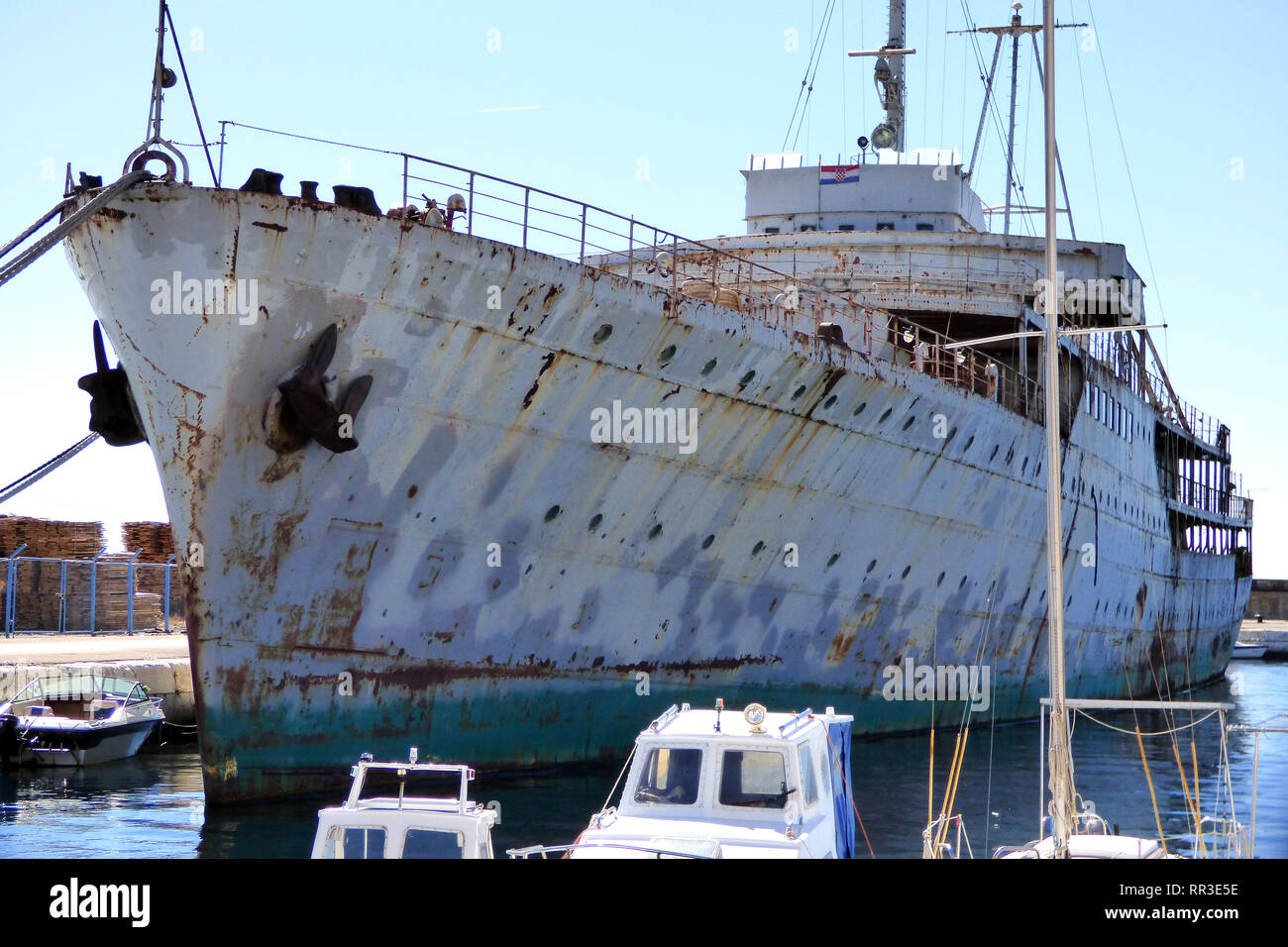 Photo of famous yugoslavian dictator Tito's rusty decaying sea ship ...
