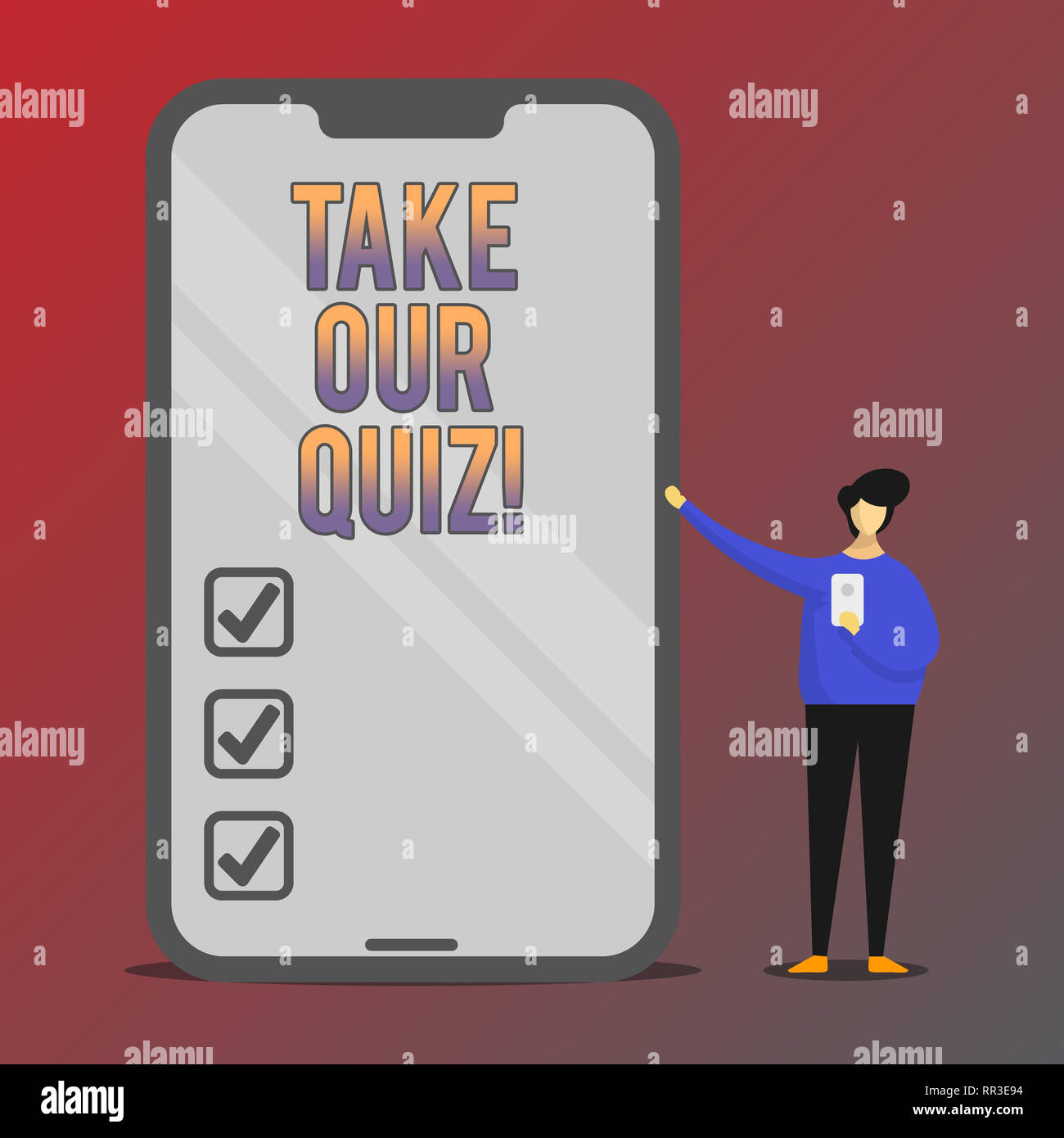 Conceptual hand writing showing Take Our Quiz. Business photo ...