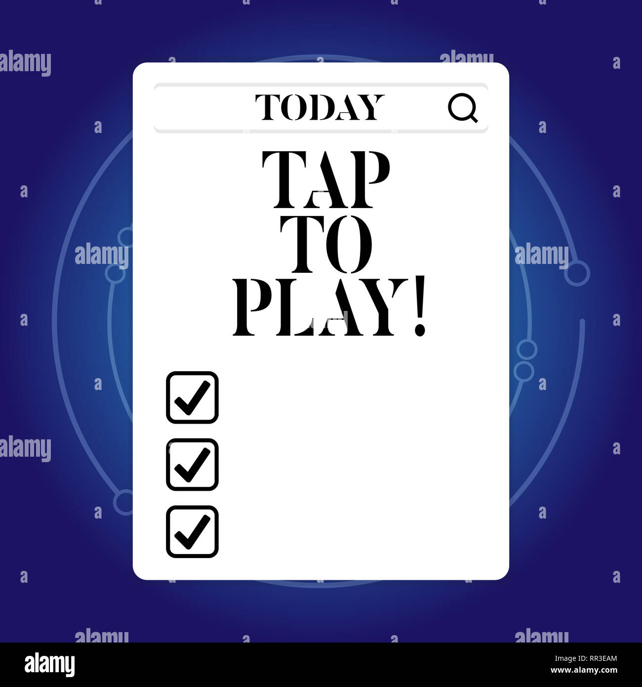 Word writing text Tap To Play. Business concept for Touch the screen to ...