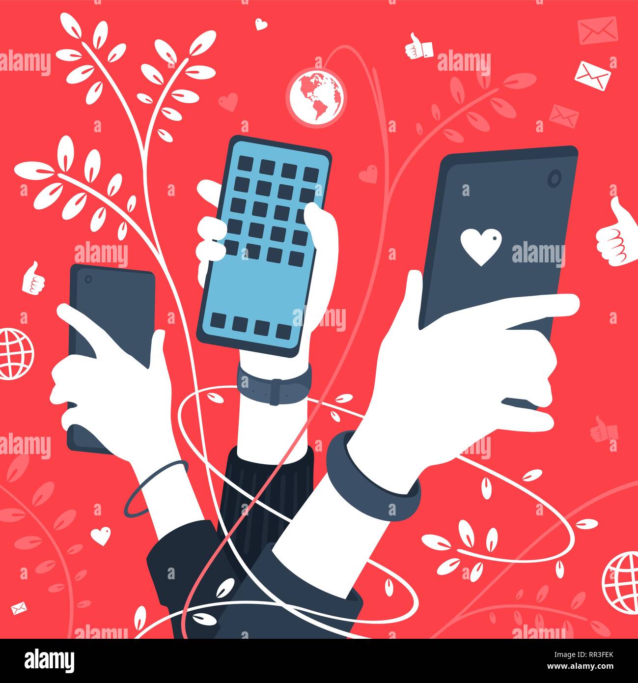 Vector Illustration People Use Smartphone Concept Stock Vector Image ...