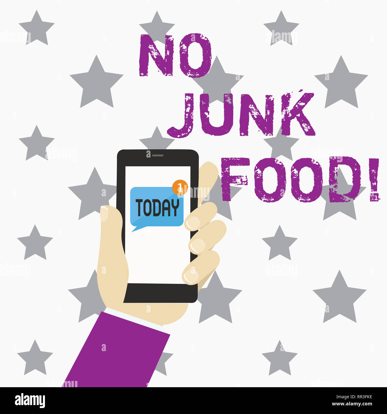 Writing note showing No Junk Food. Business photo showcasing Stop ...