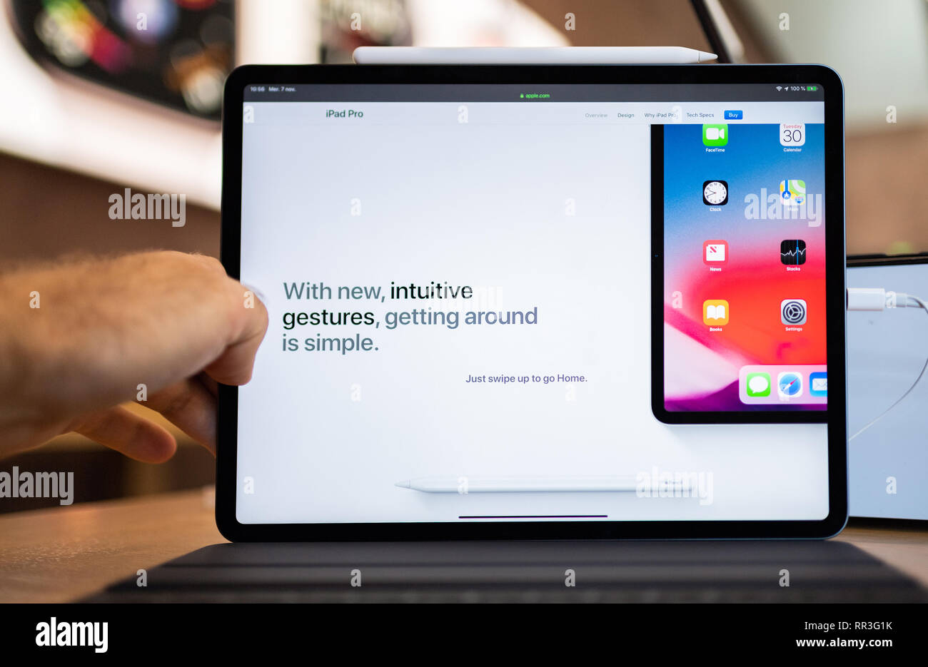 PARIS, FRANCE - NOV 7, 2018: Customer POV personal perspective ...