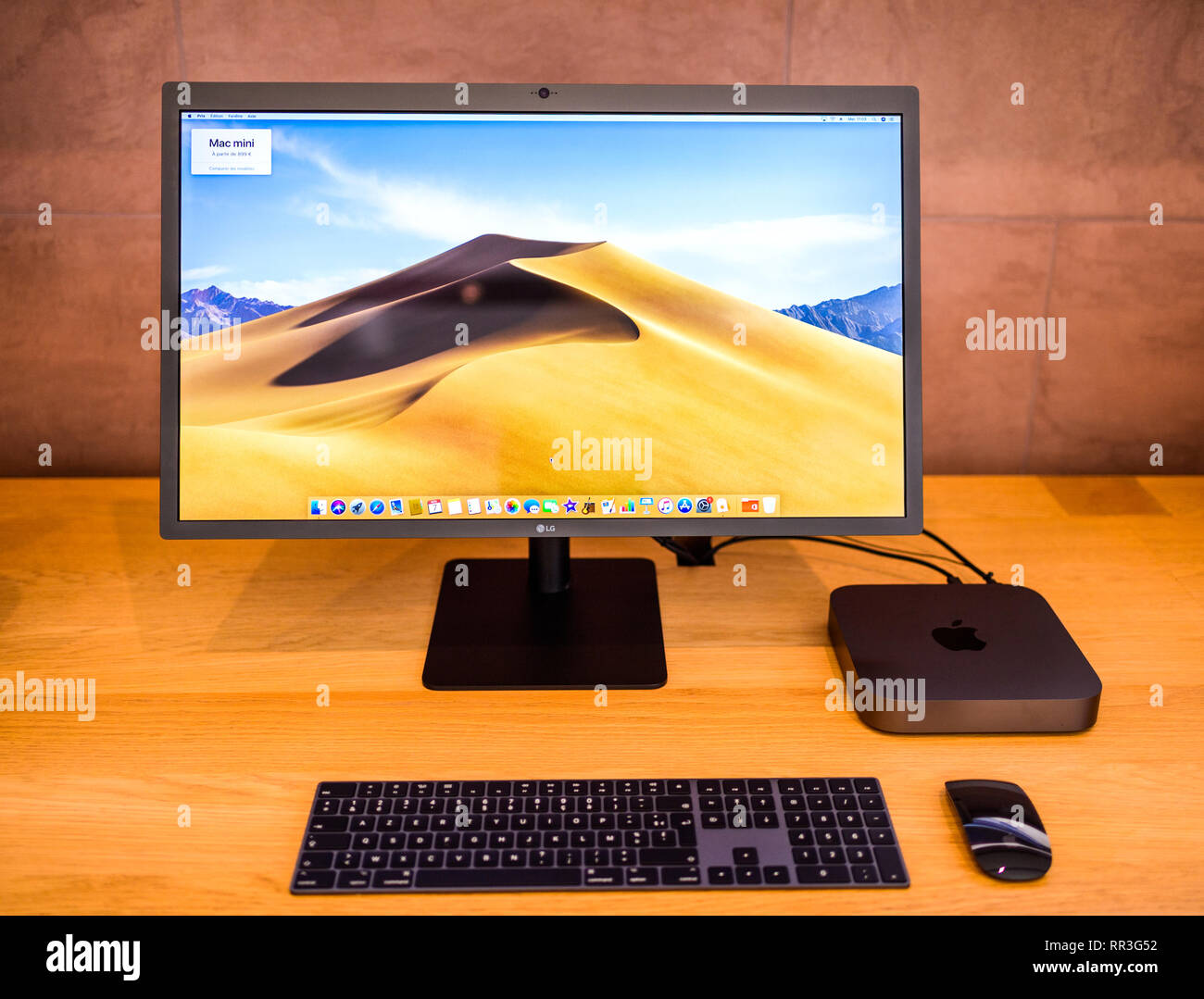 PARIS, FRANCE - NOV 7, 2018: Hero object of new Apple Mac Mini computer ...