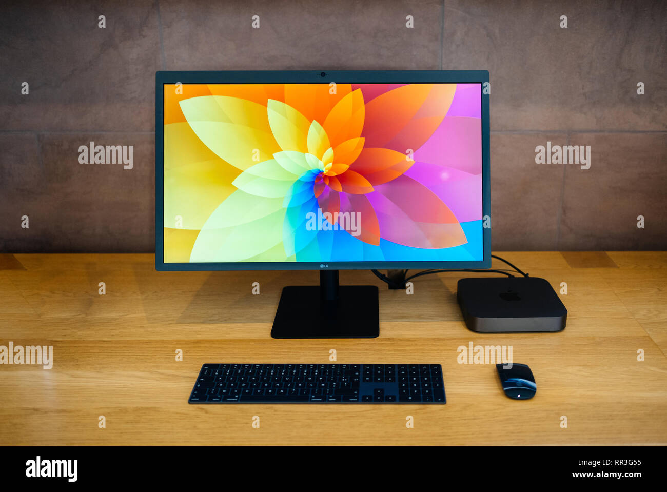 PARIS, FRANCE - NOV 7, 2018: Hero object of new Apple Mac Mini computer ...