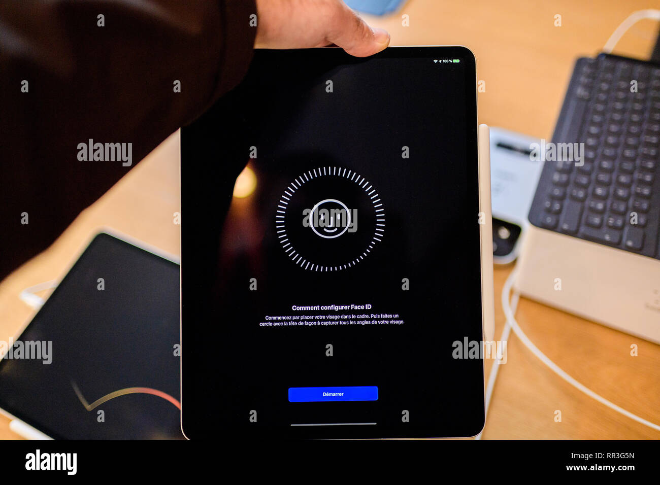 PARIS, FRANCE - NOV 7, 2018: Customer POV personal perspective setting ...