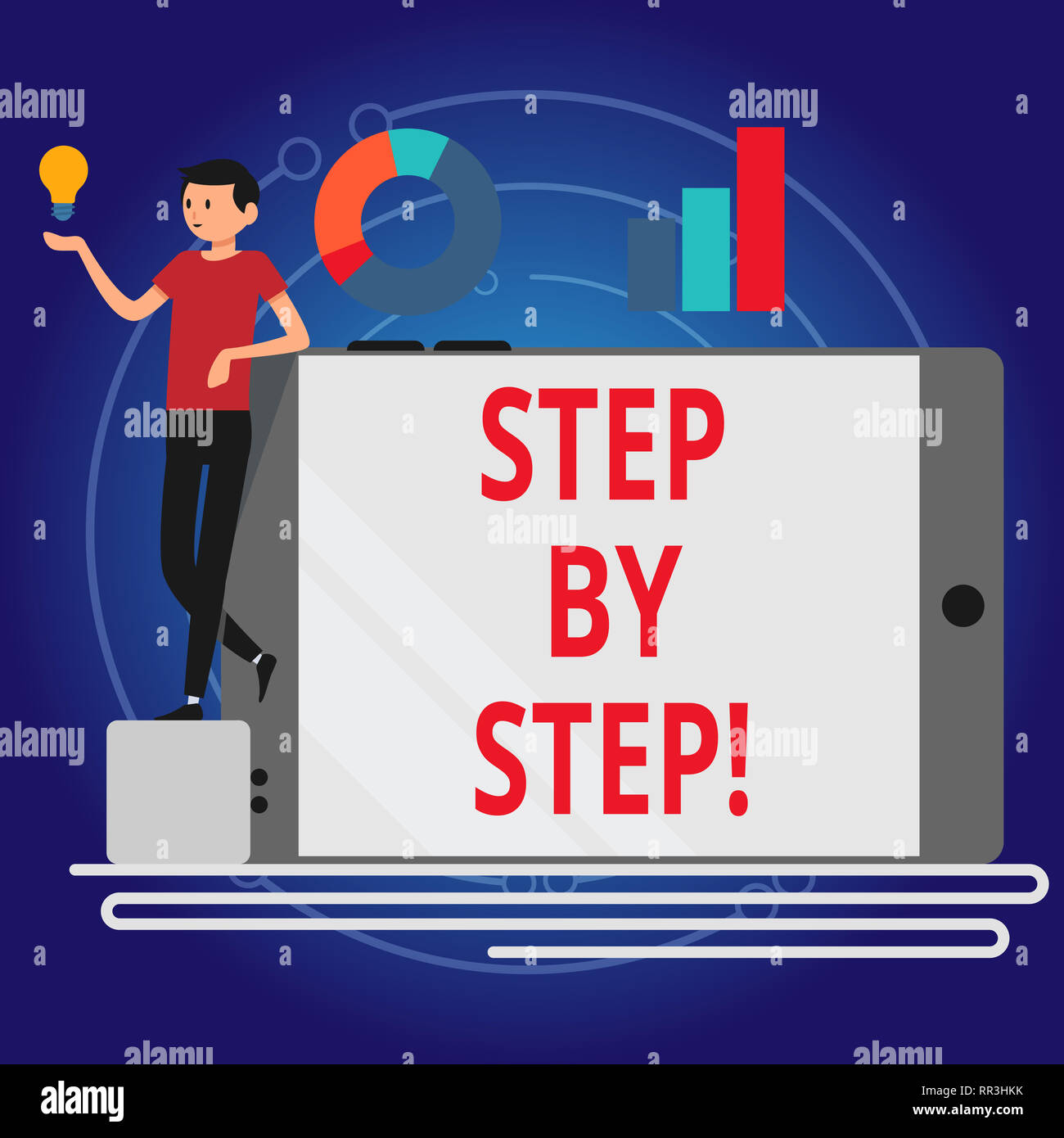 Writing note showing Step By Step. Business photo showcasing Slow ...