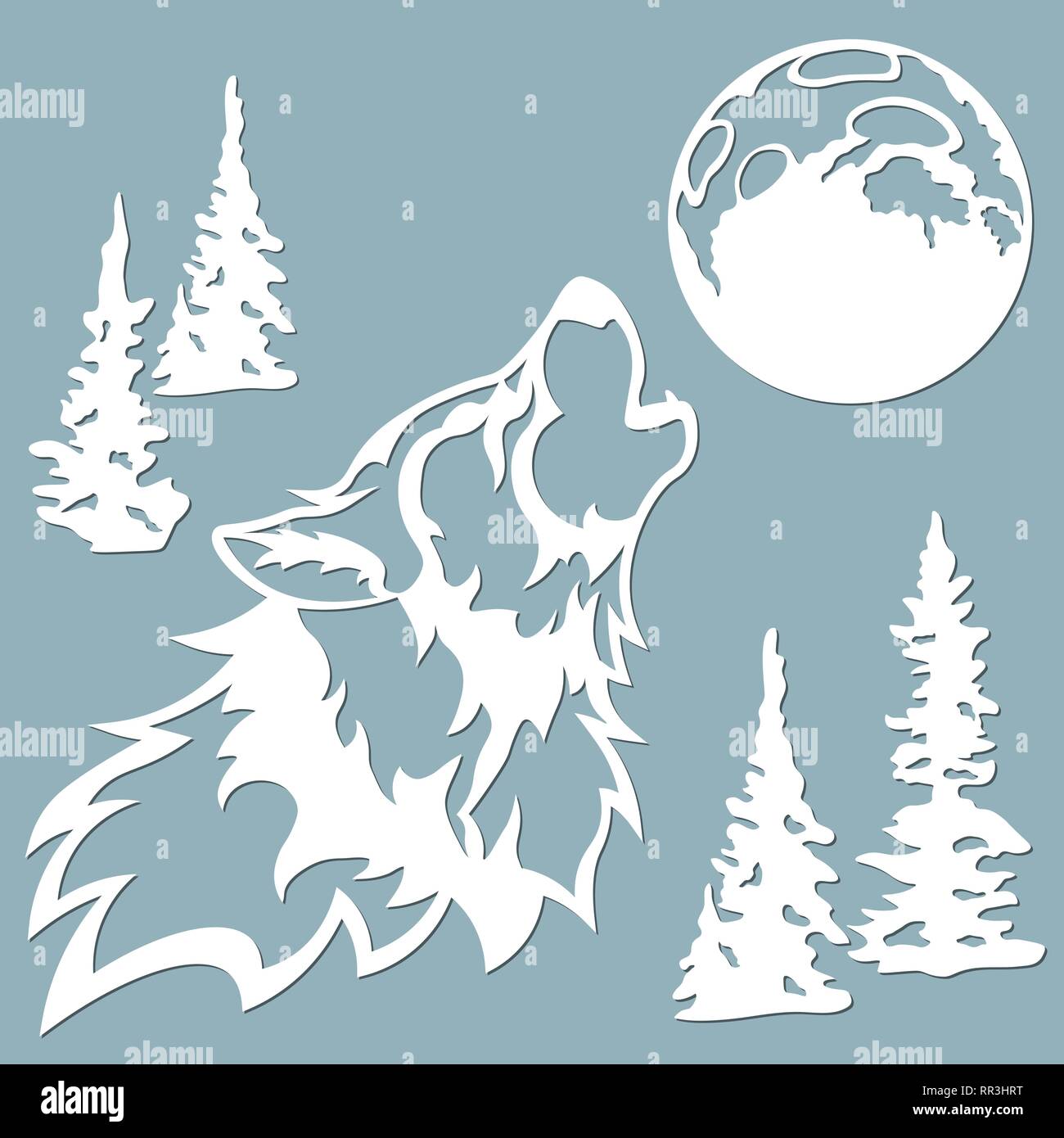 Wolf Howling Stencil