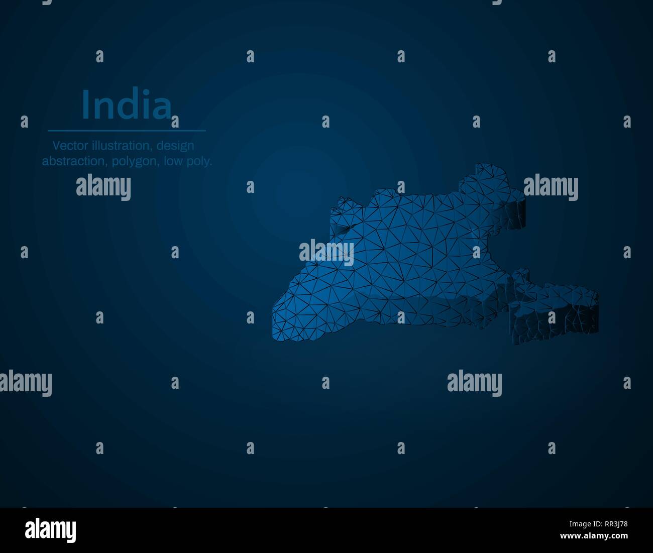 India map low poly vector illustration, South Asian country polygonal ...
