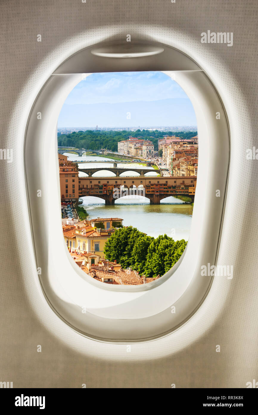 Florence town of Italy view from plane window Stock Photo - Alamy