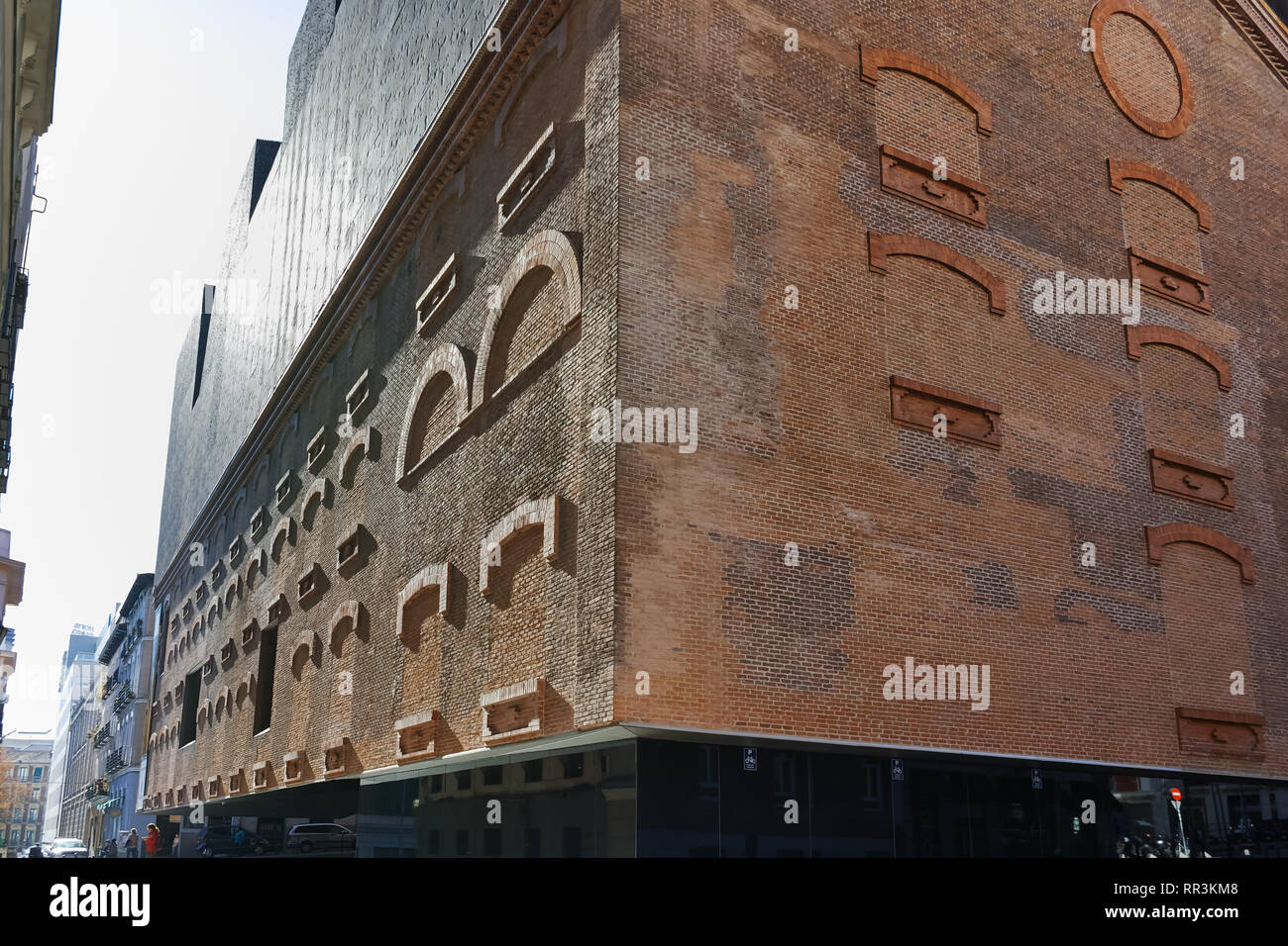 MADRID, SPAIN - JANUARY 22, 2018: Vertical garden wall and CaixaForum ...