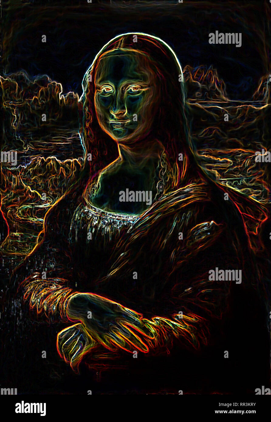 Reproduction of painting Mona Lisa by Leonardo da Vinci and graphic ...