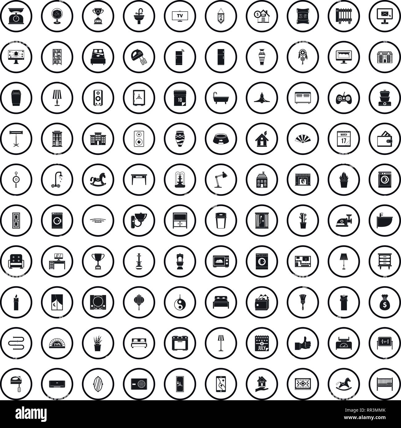 100 interior icons set, simple style Stock Vector Image & Art - Alamy