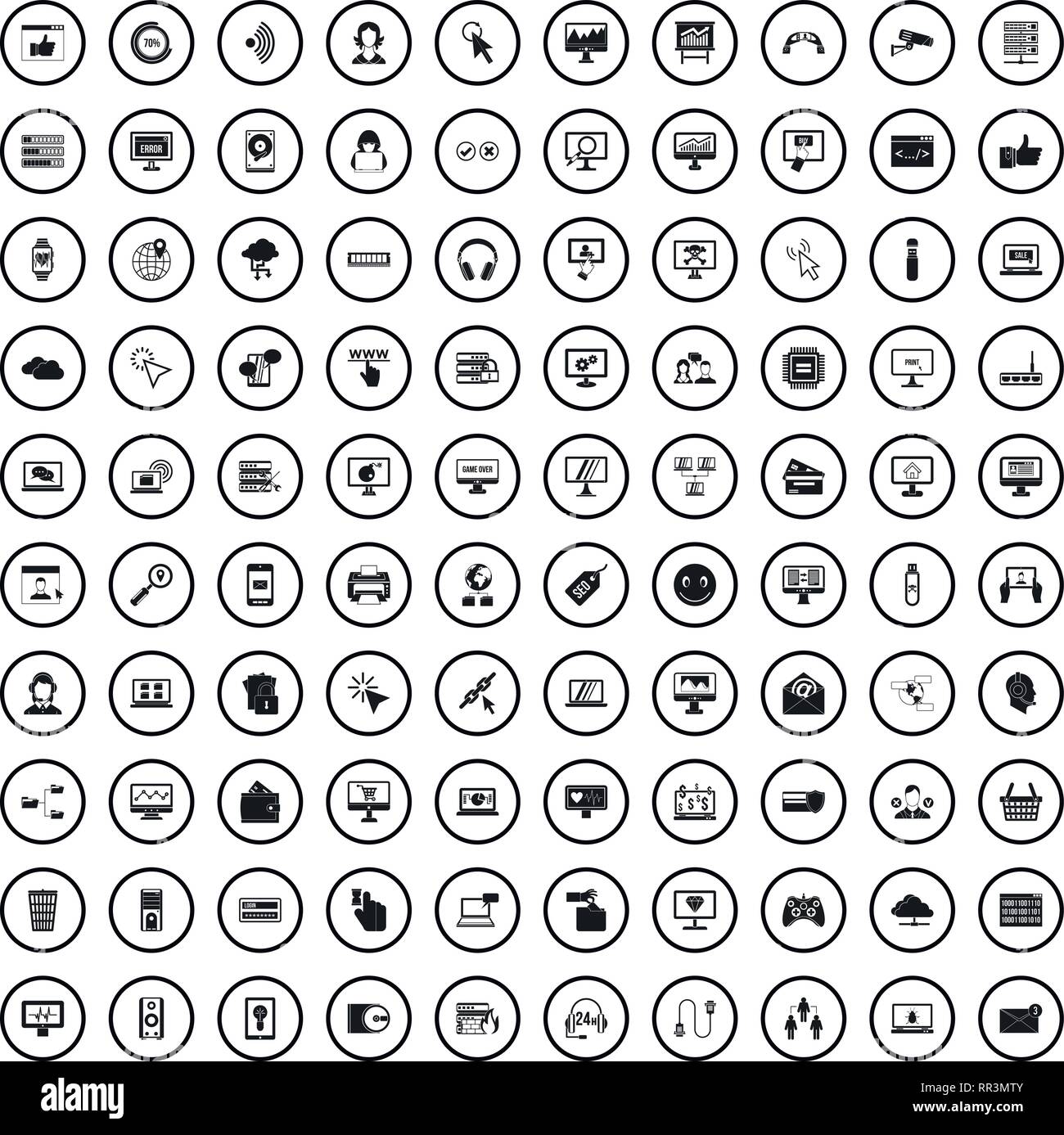 100 internet icons set in simple style Stock Vector Image & Art - Alamy