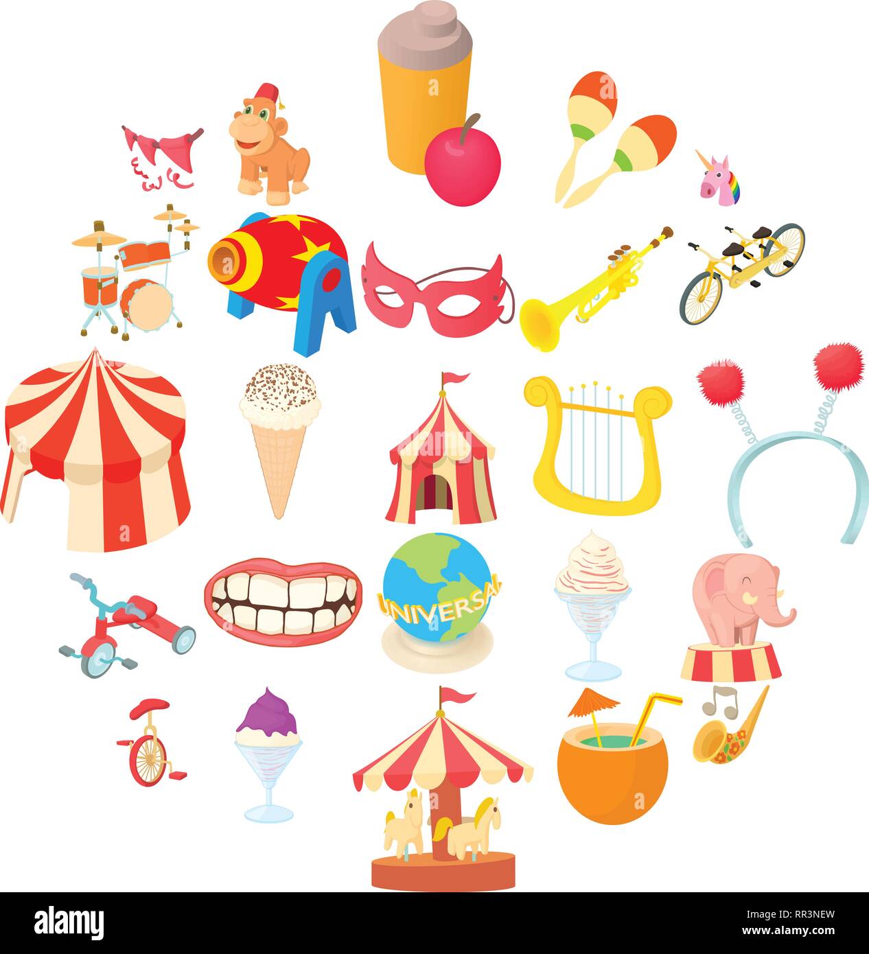 Circus performance icons set, cartoon style Stock Vector Image & Art ...
