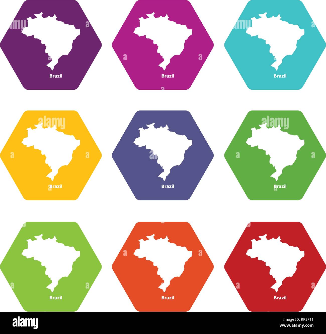 Brazil map icons set 9 vector Stock Vector Image & Art - Alamy
