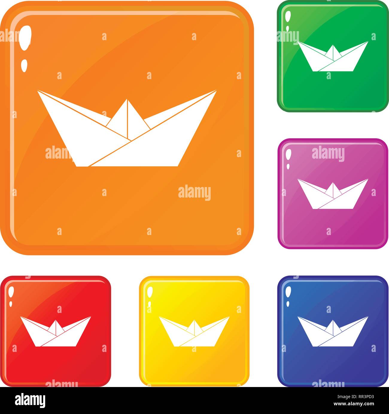 Origami boat icons set vector color Stock Vector Image & Art - Alamy