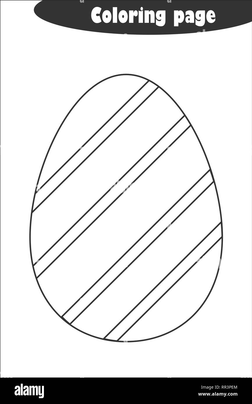 Decoration egg in cartoon style, coloring page, easter education paper ...