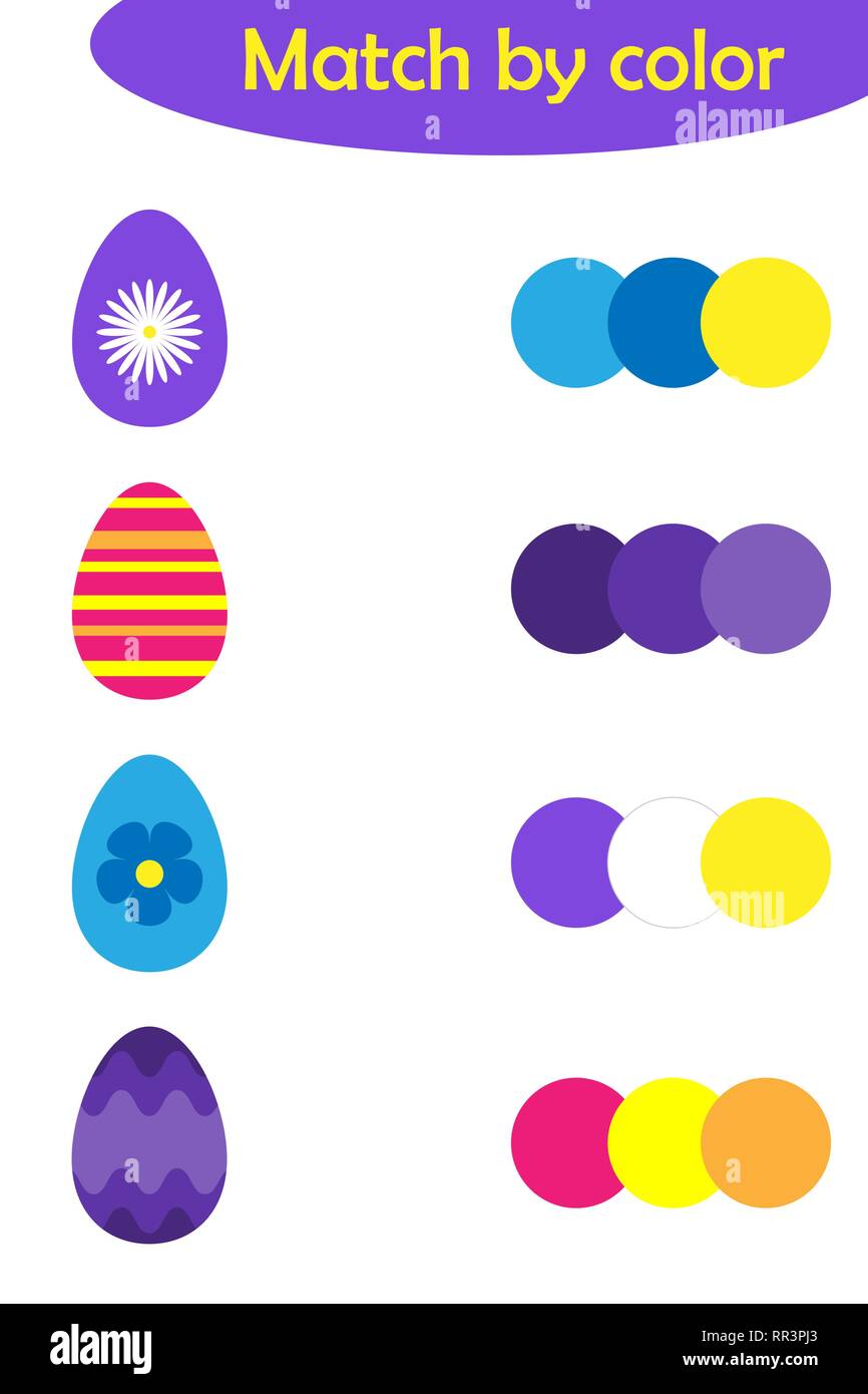 Matching game for children, connect colorful easter decoration eggs ...