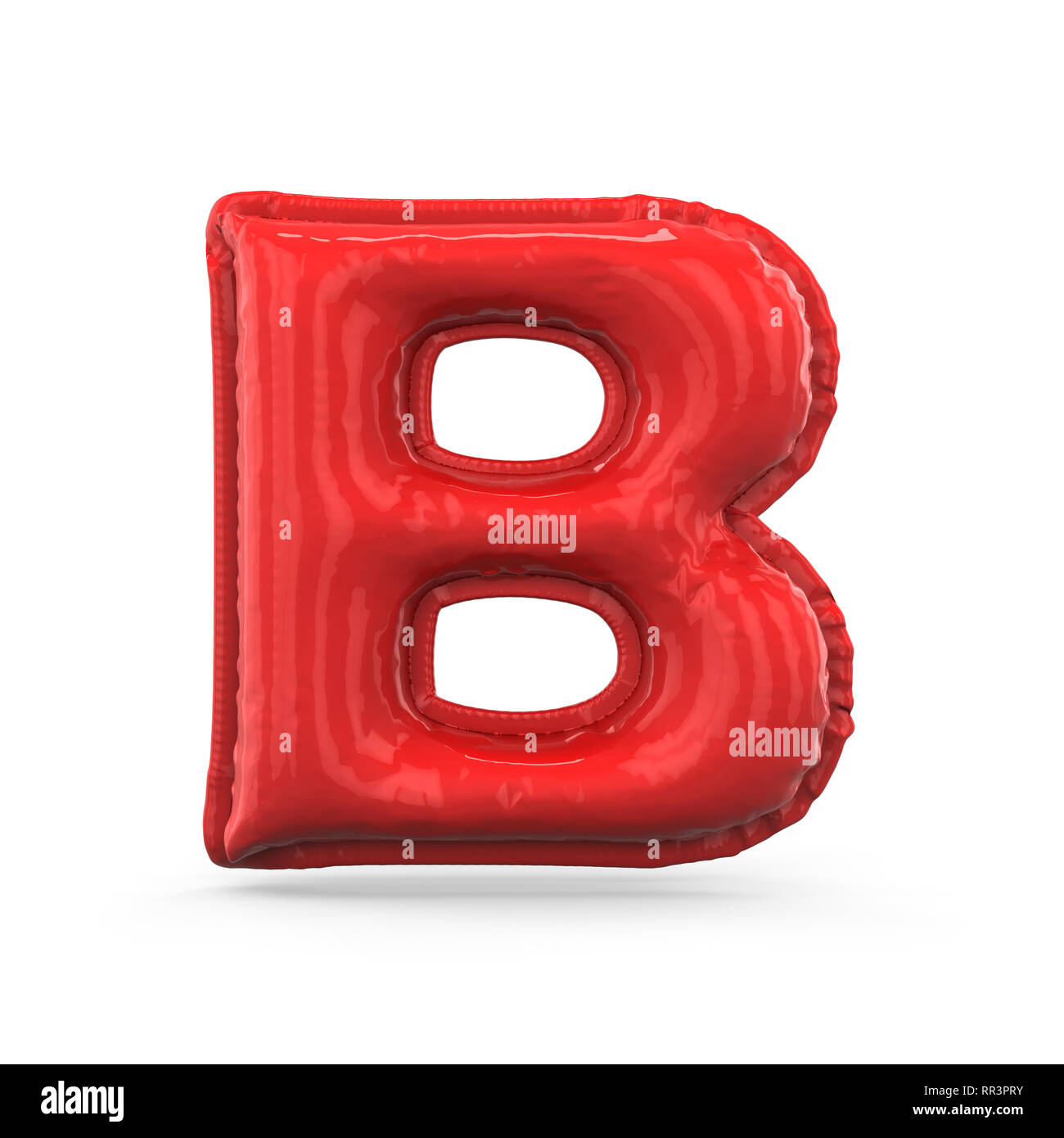 Red letter B made of inflatable balloon isolated on white background ...