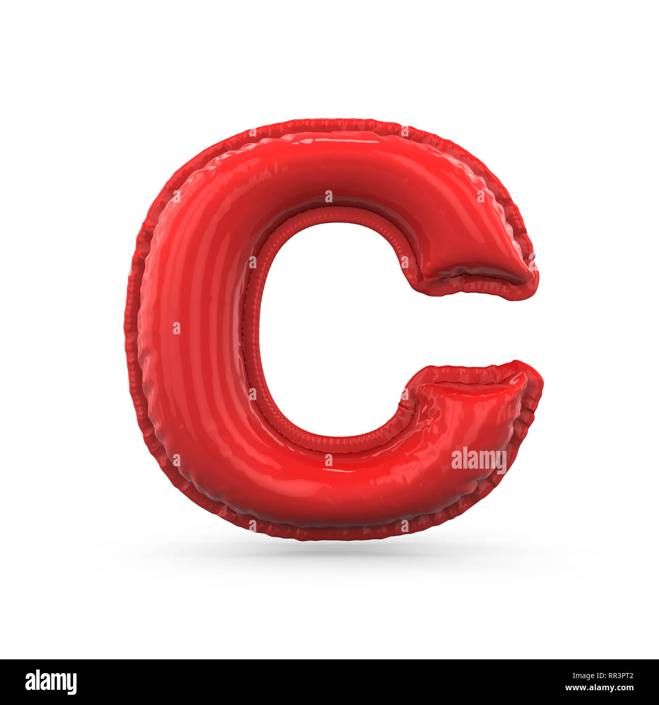 Red letter C made of inflatable balloon isolated on white background ...
