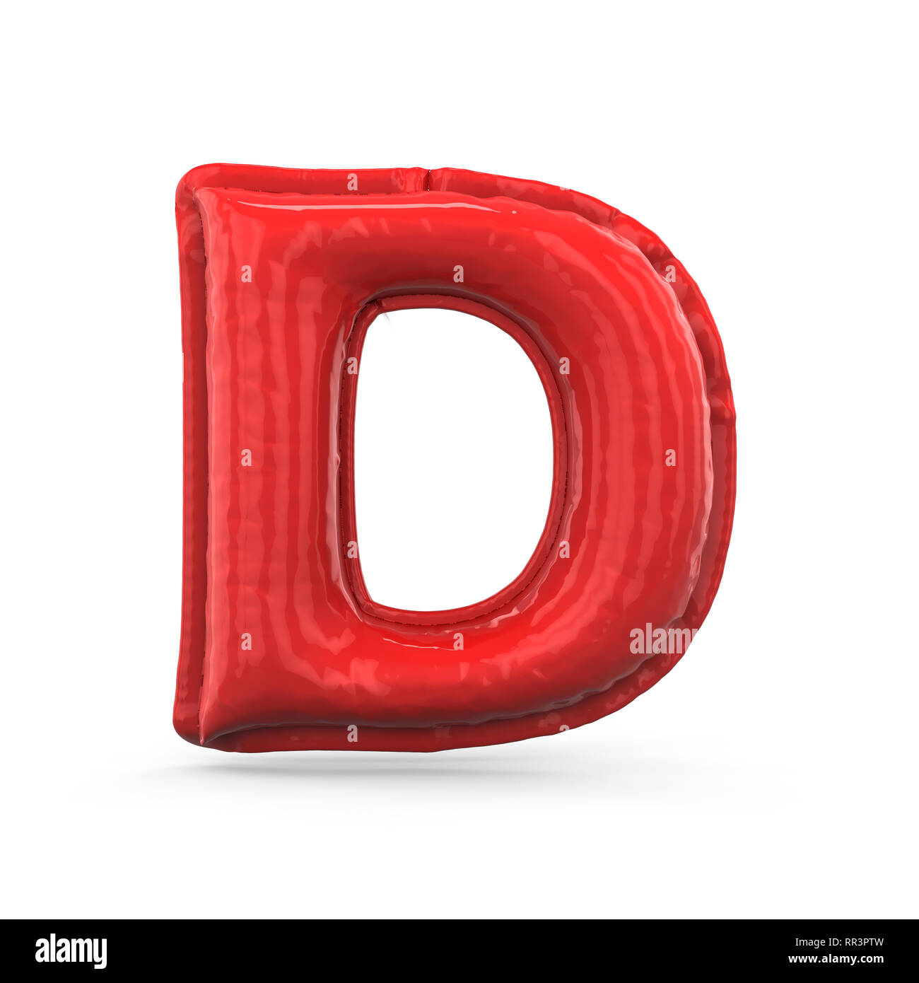 Red letter D made of inflatable balloon isolated on white background ...