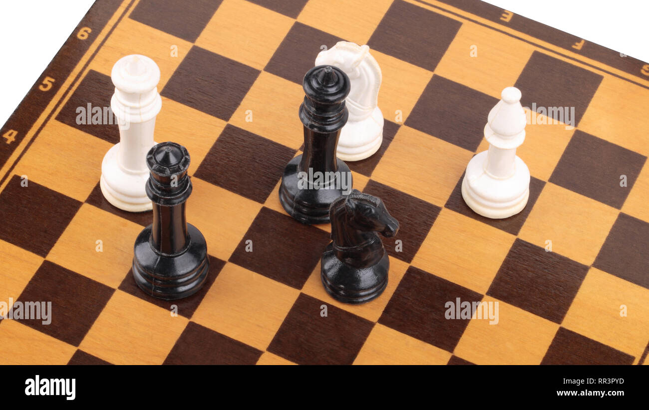 wooden checkerboard with figures Stock Photo - Alamy