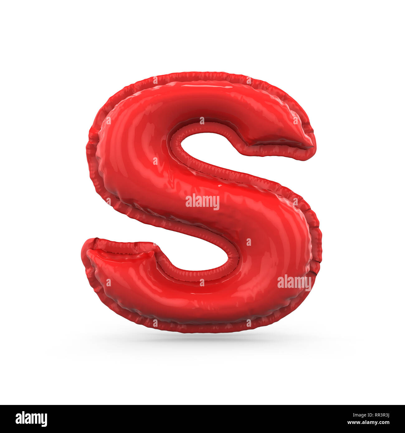 Red letter S made of inflatable balloon isolated on white background ...