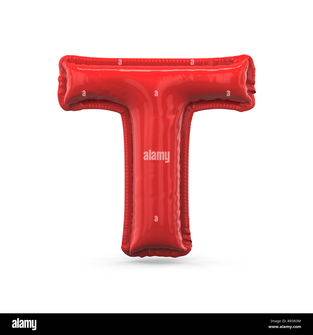 Red letter T made of inflatable balloon isolated on white background ...