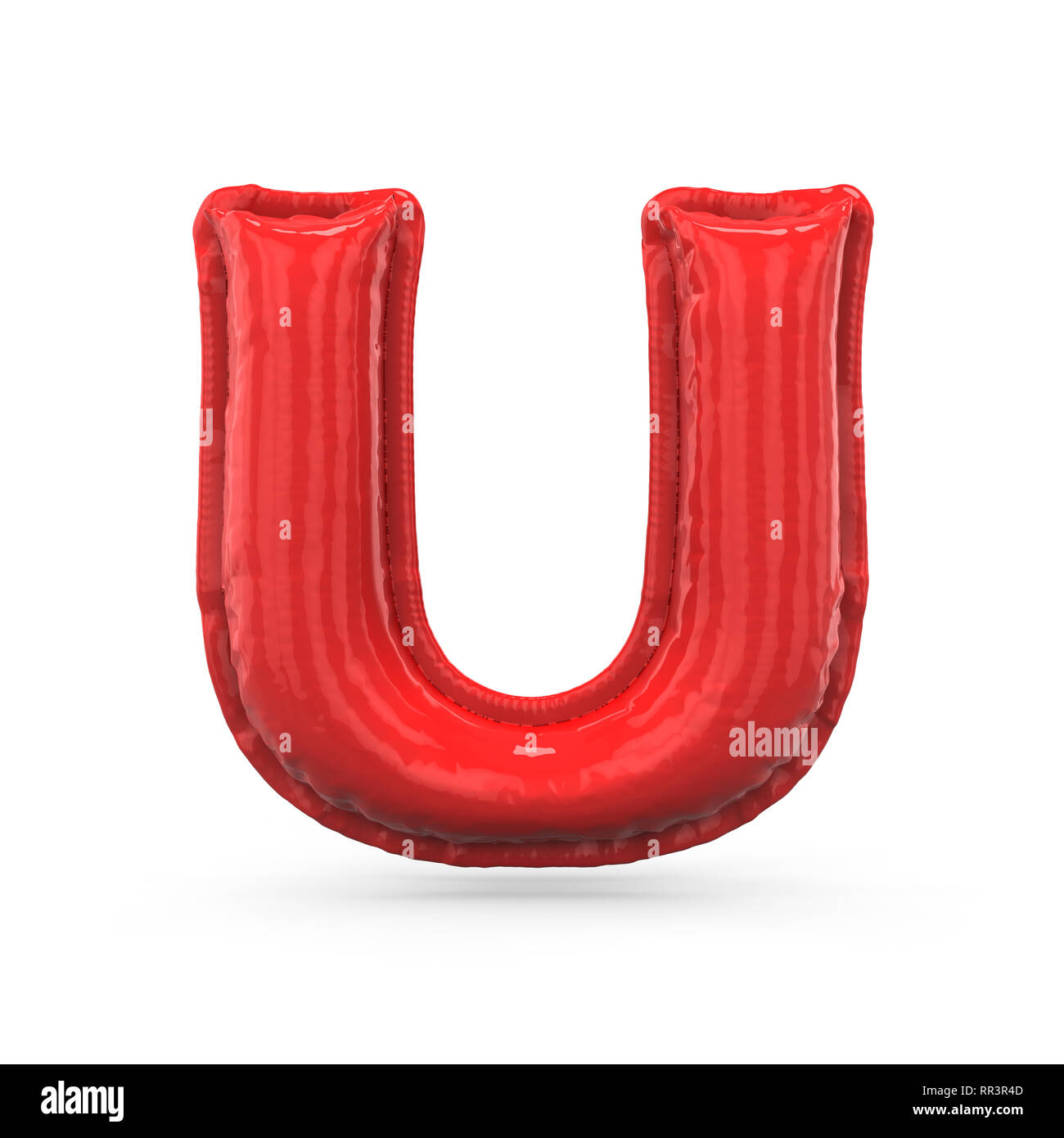 Red letter U made of inflatable balloon isolated on white background ...