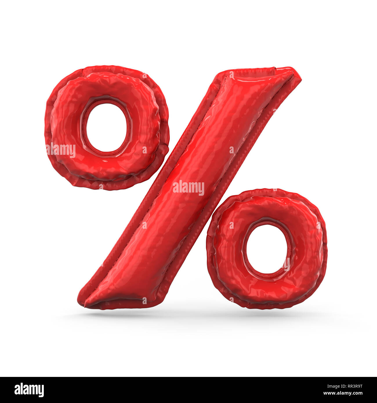 Red percent sign made of inflatable balloon isolated on white ...