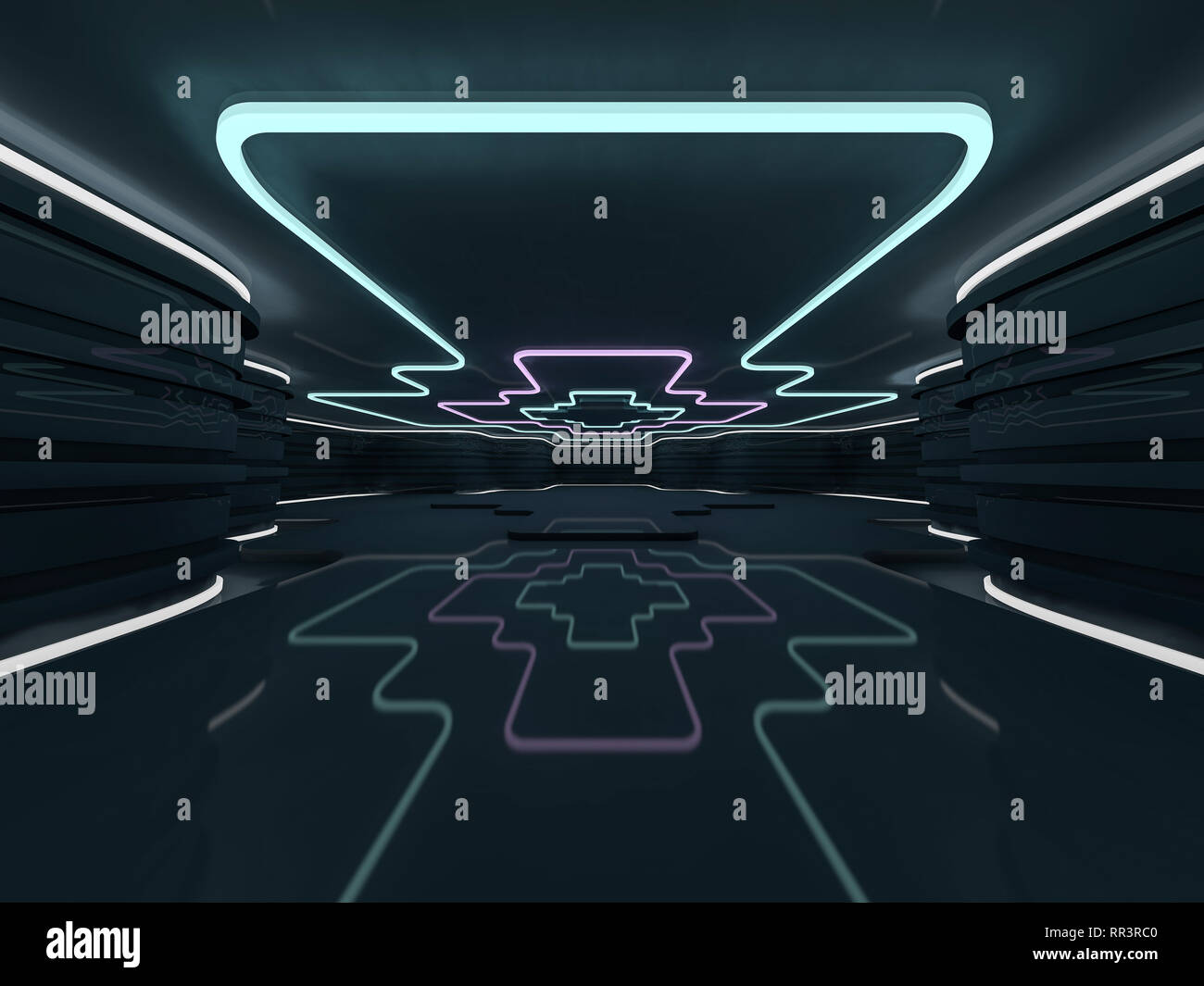 Abstract modern architecture background, empty open space interior. 3D ...