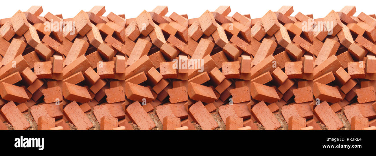 heap of red brick on white background Stock Photo - Alamy