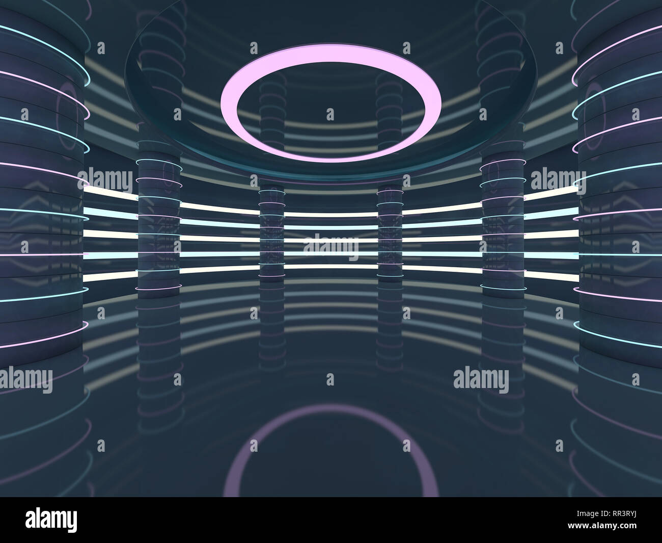 Abstract modern architecture background, empty open space interior. 3D ...