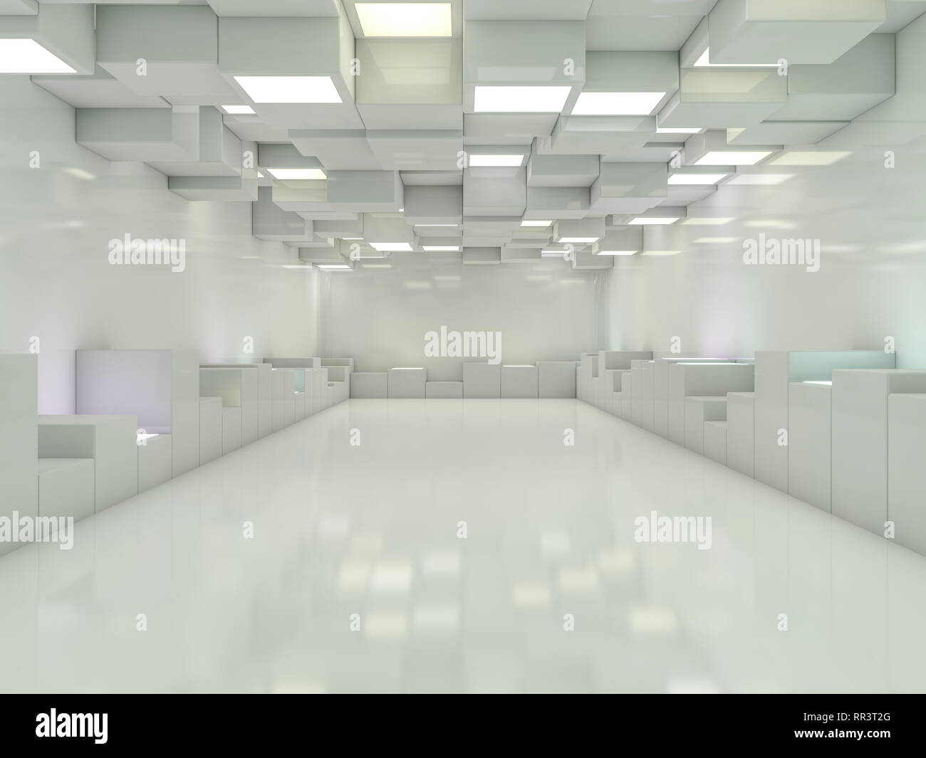 Abstract modern architecture background, empty open space interior. 3D ...