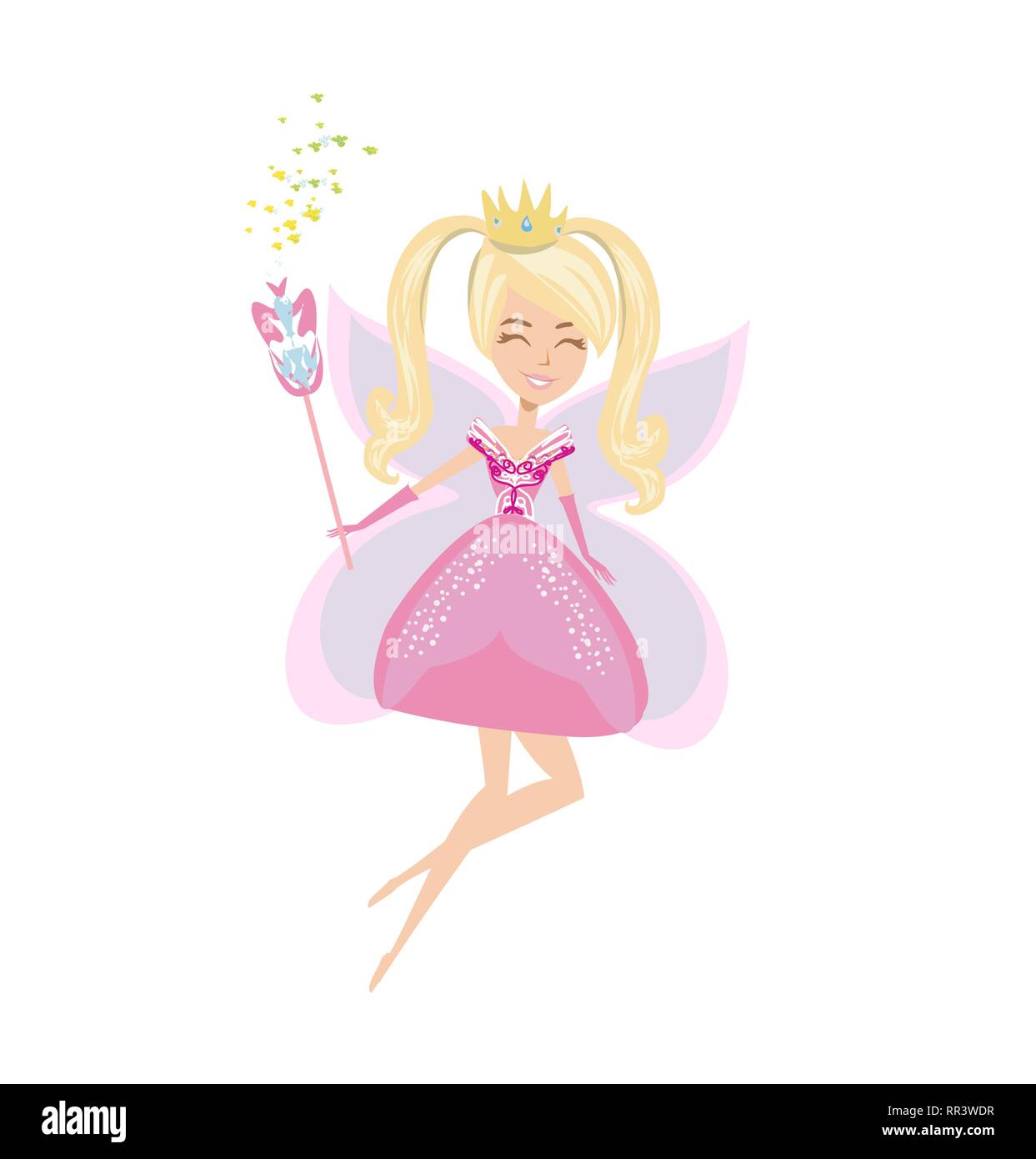Beautiful fairy with magic wand - isolated illustration Stock Vector ...