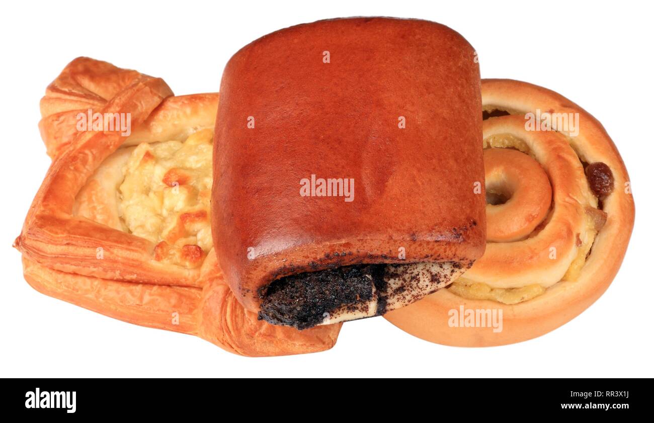 three small loaf of bread on white background Stock Photo - Alamy